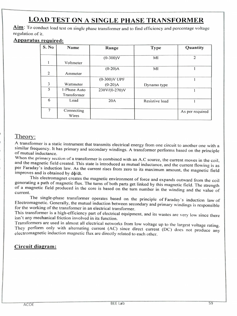 Single-Phase Transformer Testing | PDF
