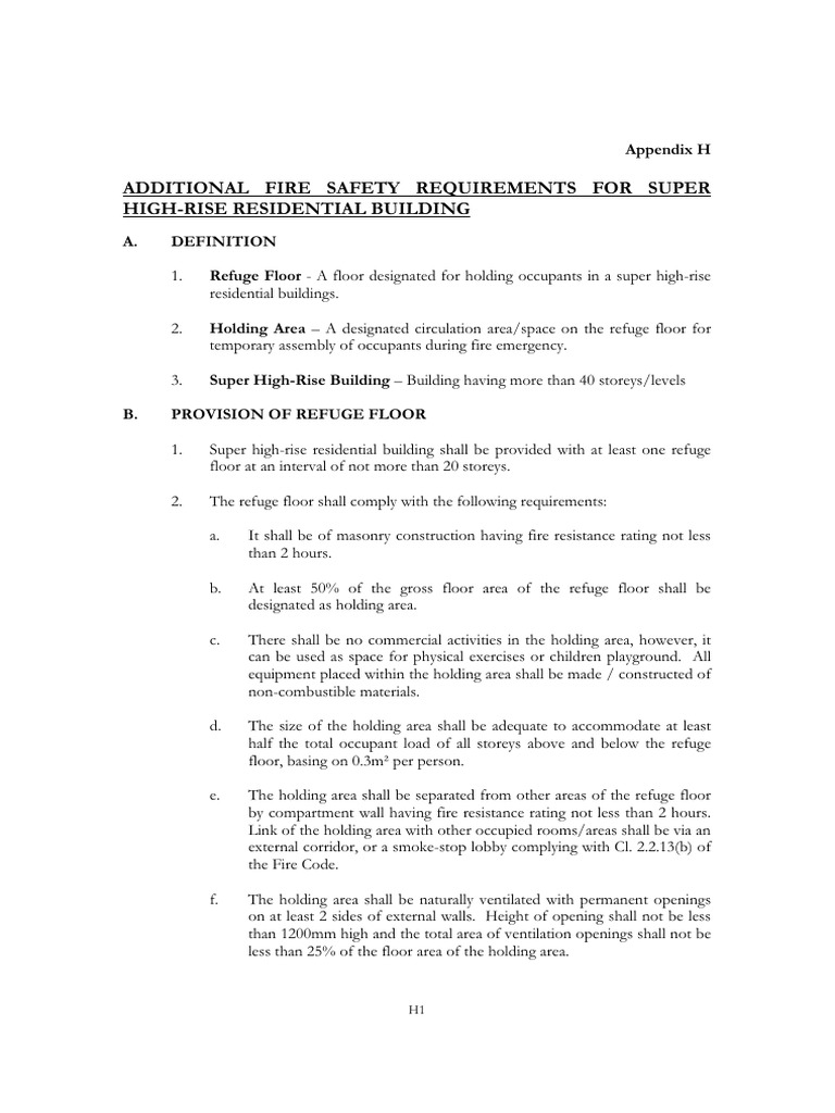 Appendix H - Additional Fire Safety Requirements For Super High-Rise ...