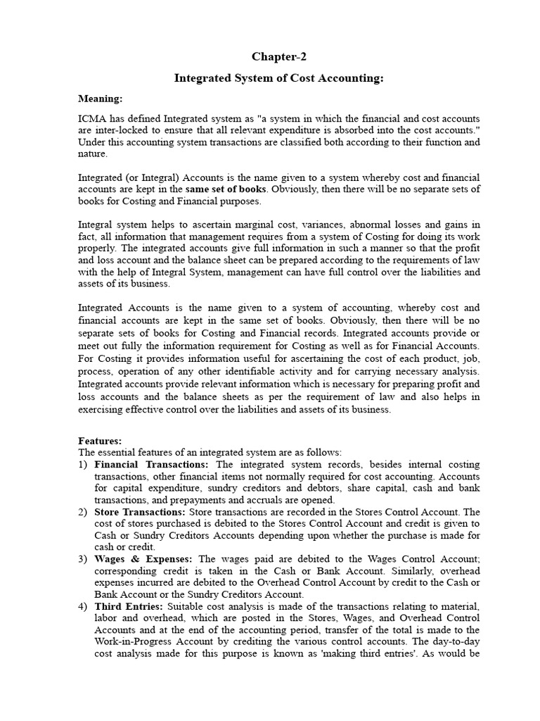 Integrated Cost Accounting System | PDF | Debits And Credits | Cost