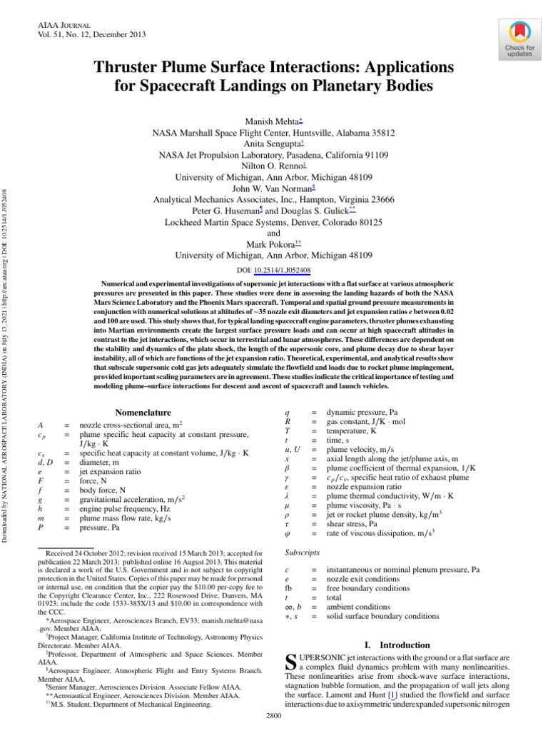 Thruster Plume Interaction | PDF | Shock Wave | Rocket Engine