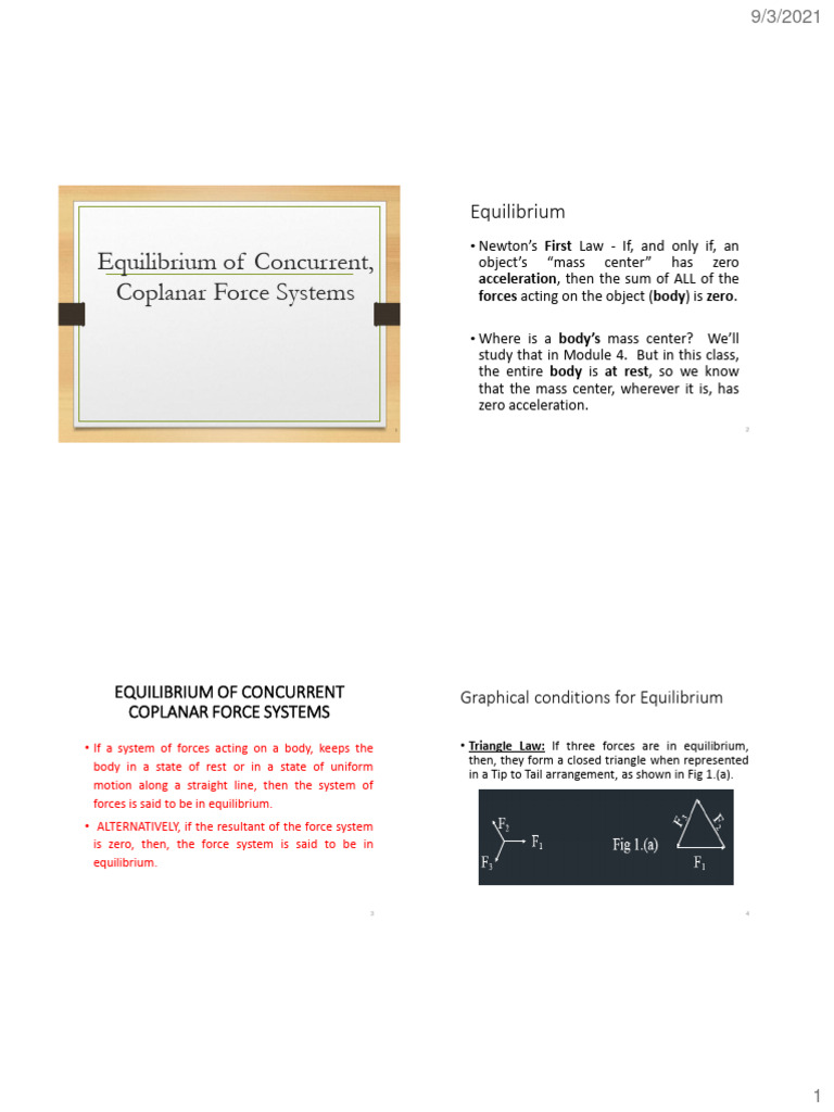 Equilibrium of Concurrent Coplanar Force System | PDF | Force | Newton's Laws Of Motion