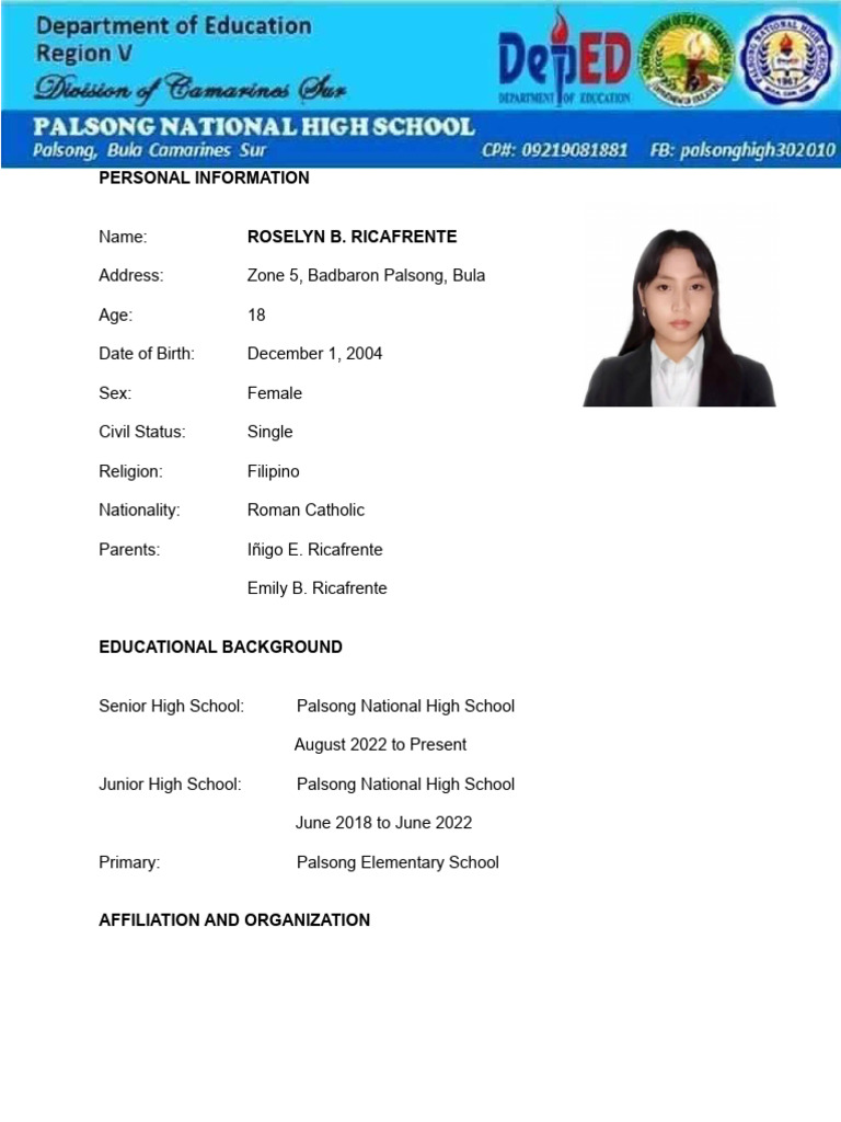 Roselyn Ricafrente's Profile | PDF