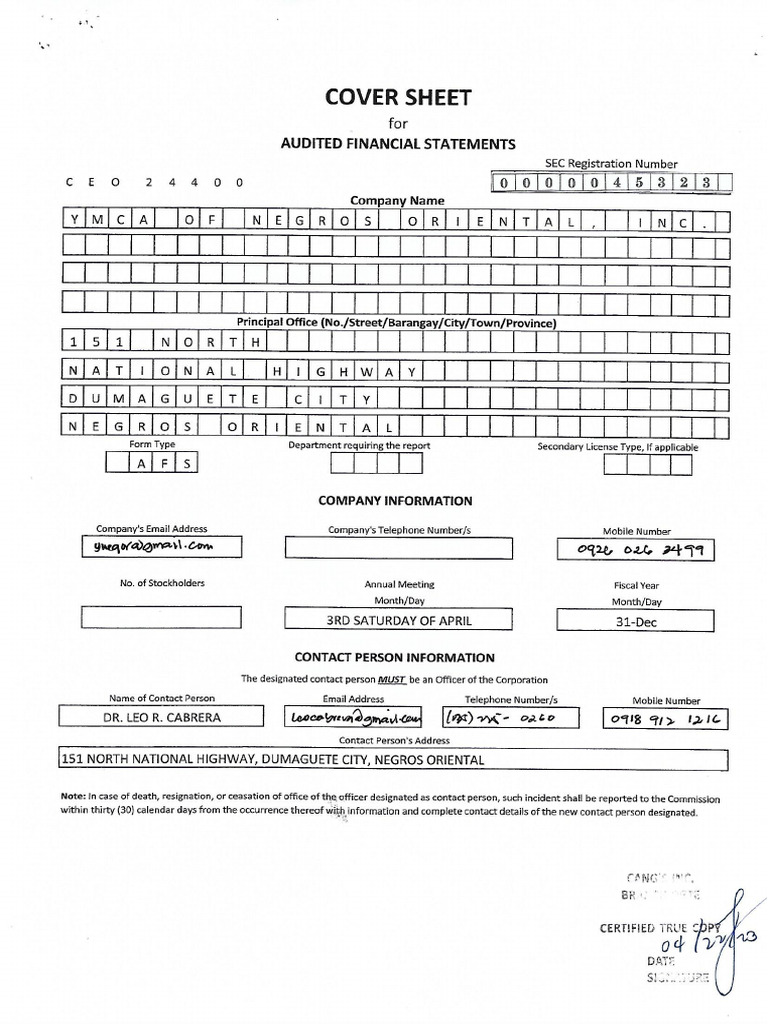 SEC Coversheet | PDF