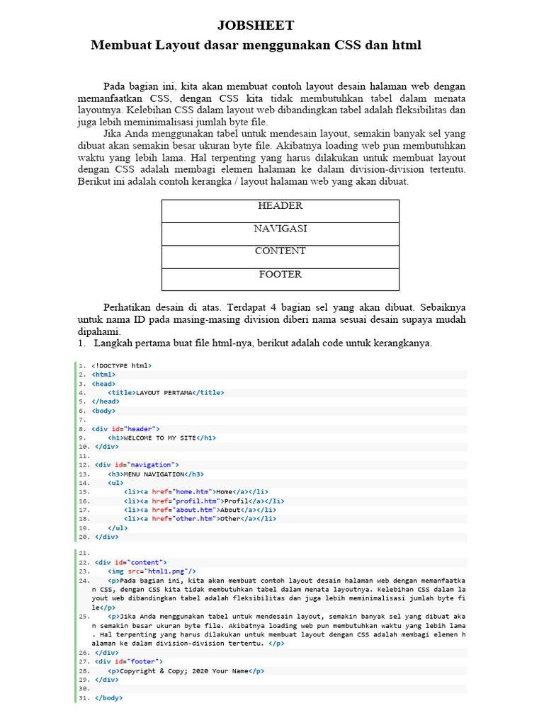 Layout Web Dasar dengan CSS | PDF