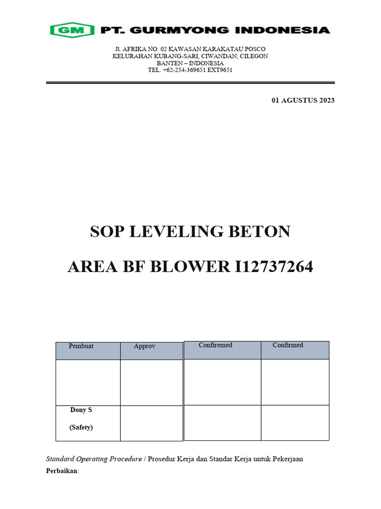 SOP Blower Leveling | PDF