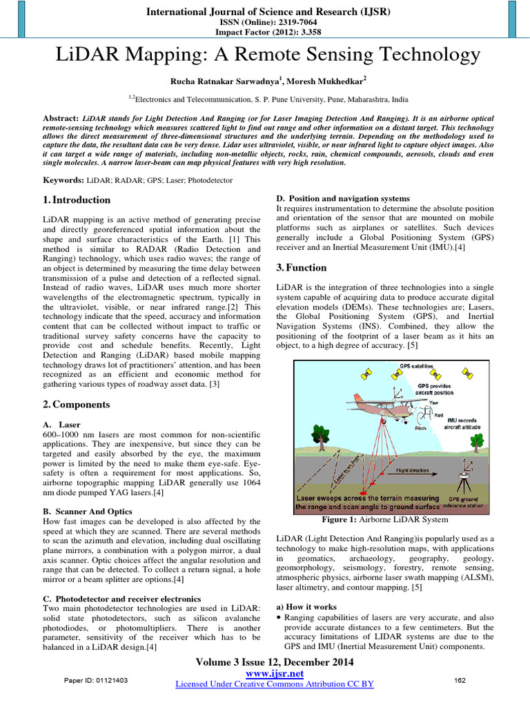 LiDAR Mapping A Remote Sensing Technology | PDF | Lidar | Physical Sciences