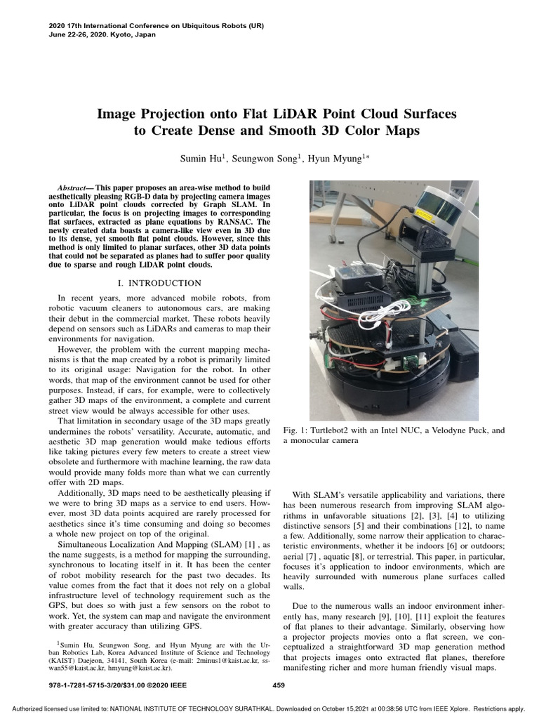 Image Projection Onto Flat LiDAR Point Cloud Surfaces To Create Dense ...