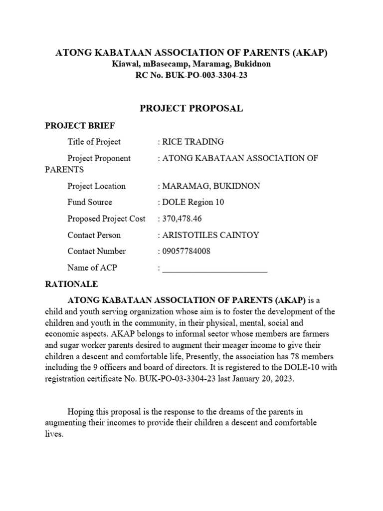 Rice Trading Project Proposal by AKAP | PDF
