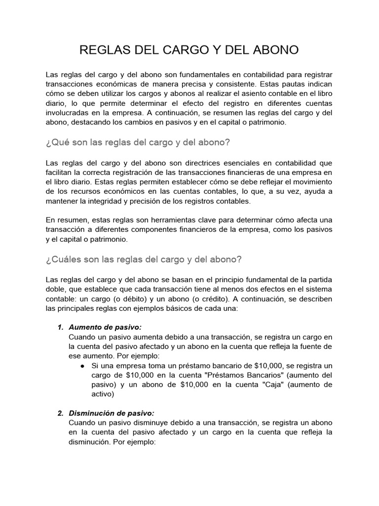 Plantillas De Contabilidad Gratis De Cargo Y Abono