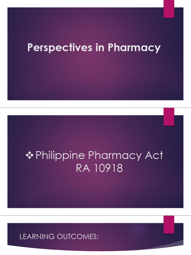 Philippine Pharmacy Act RA 10918 Overview | PDF | Pharmacy | Pharmacist