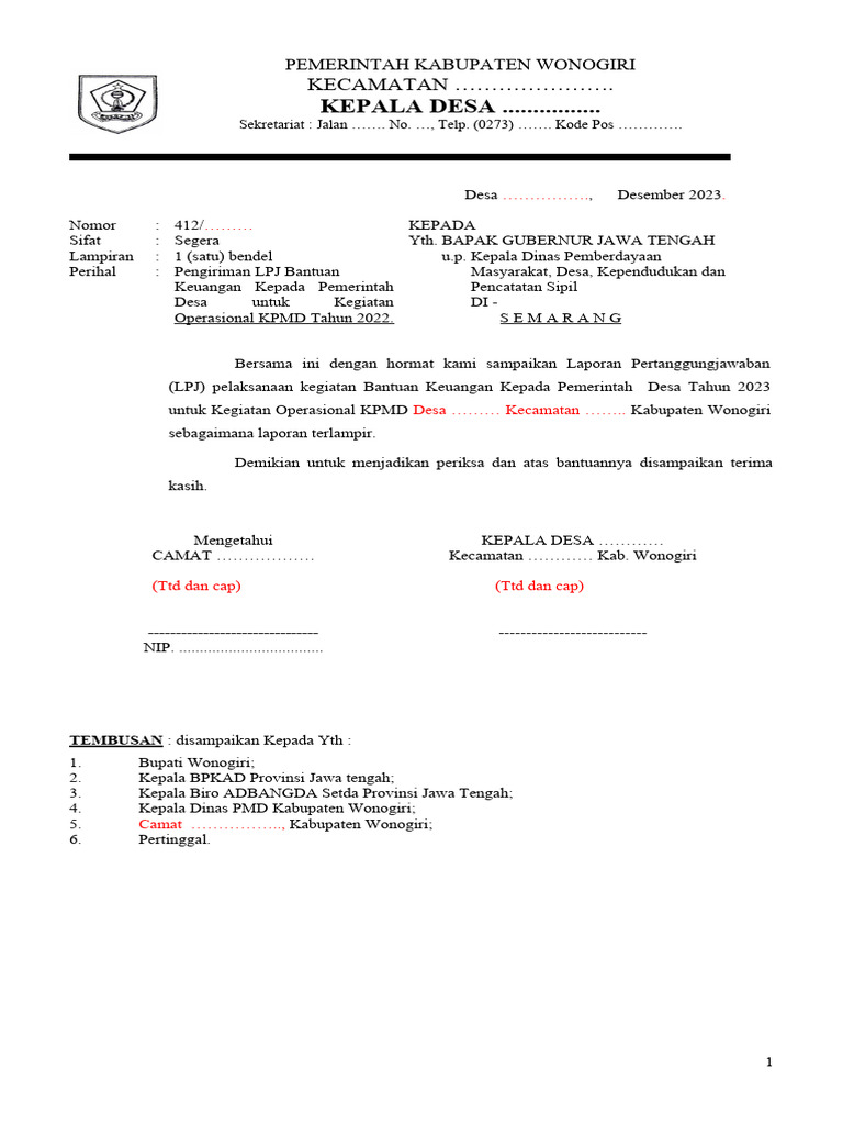 Contoh LPJ BANKEU KPMD 2023 | PDF