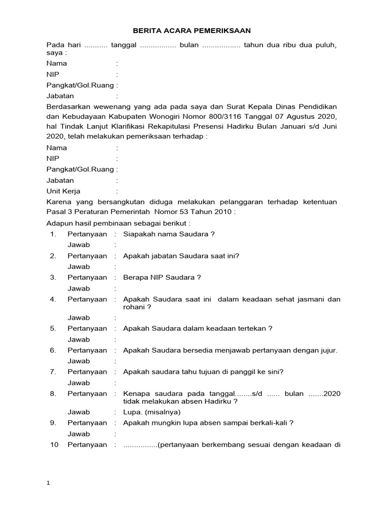 Contoh BAP | PDF | Karier & Perkembangan