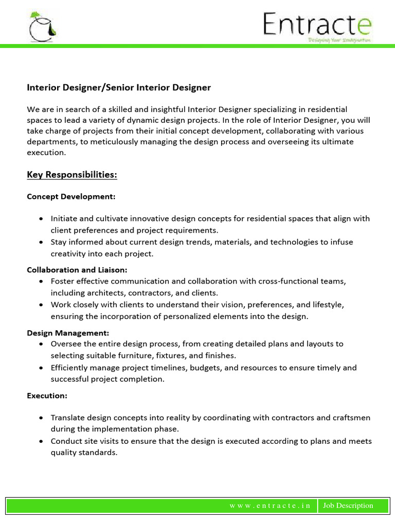 Job Description - Designer - Entracte V 1.0 | PDF | Business | Art