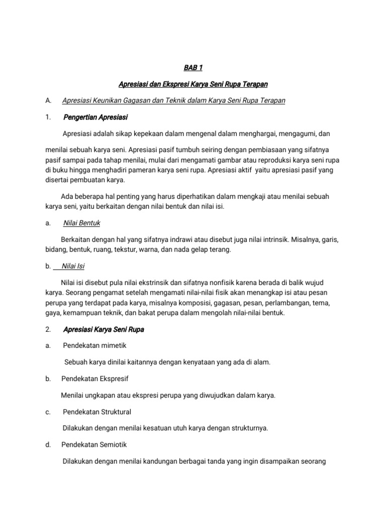 Seni Budaya X Bab 1 | PDF