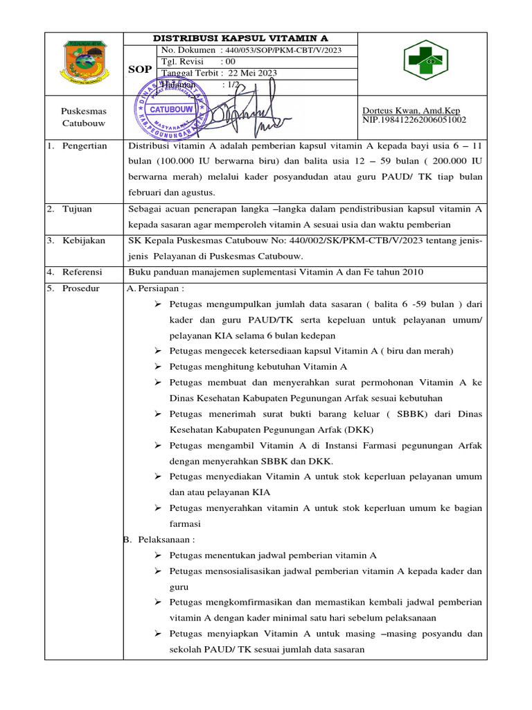 Sop Distribusi Vit A | PDF