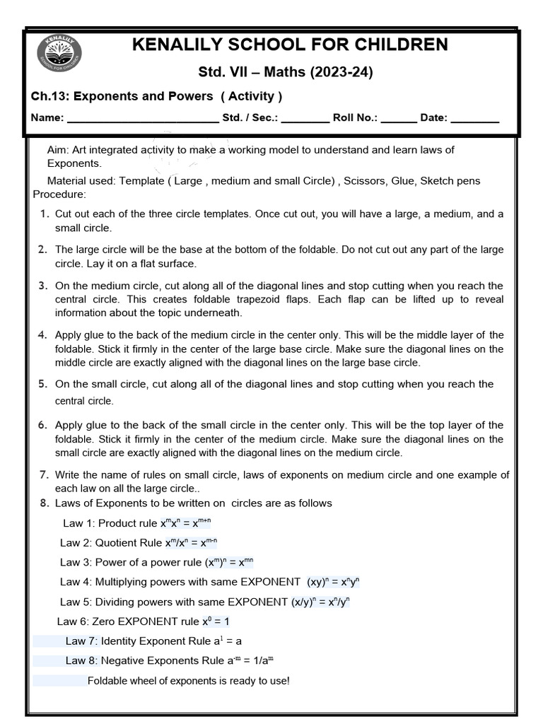 Lab Activity Powers and Exponents | PDF