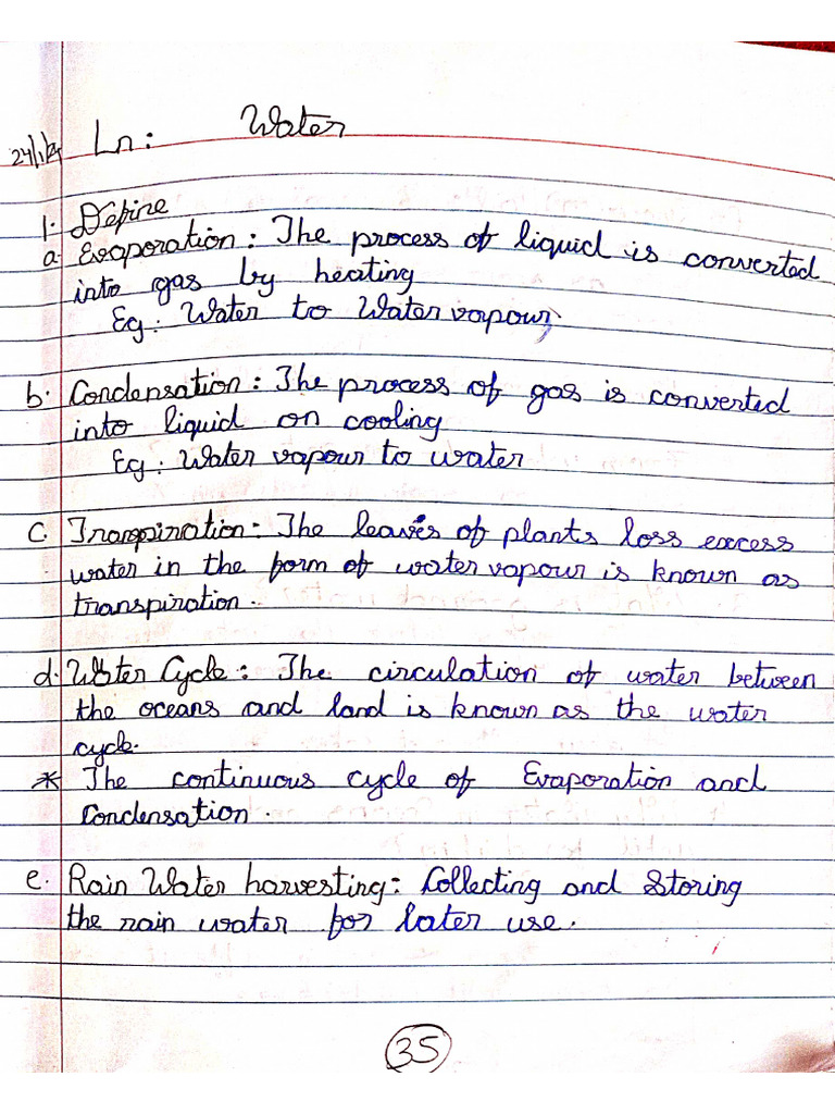 Water Lesson Notes | PDF