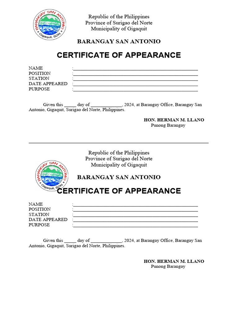 Certificate of Appearance 2023 | PDF