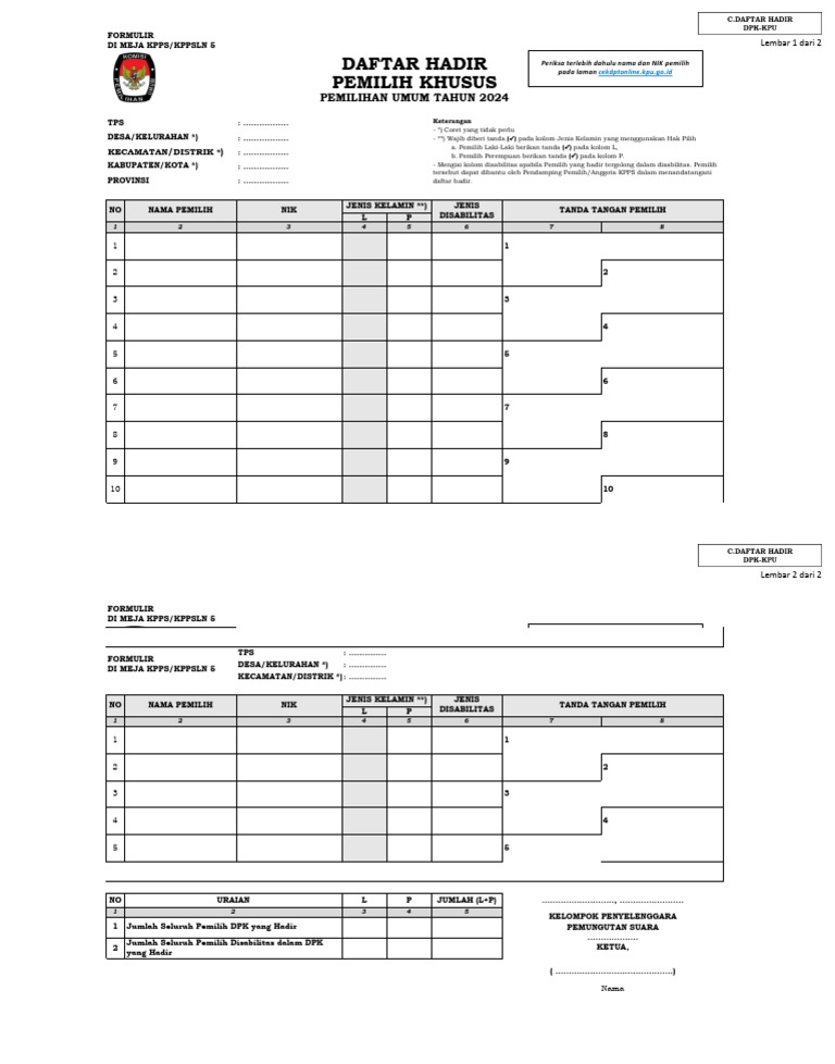 Daftar Hadir - DPK | PDF