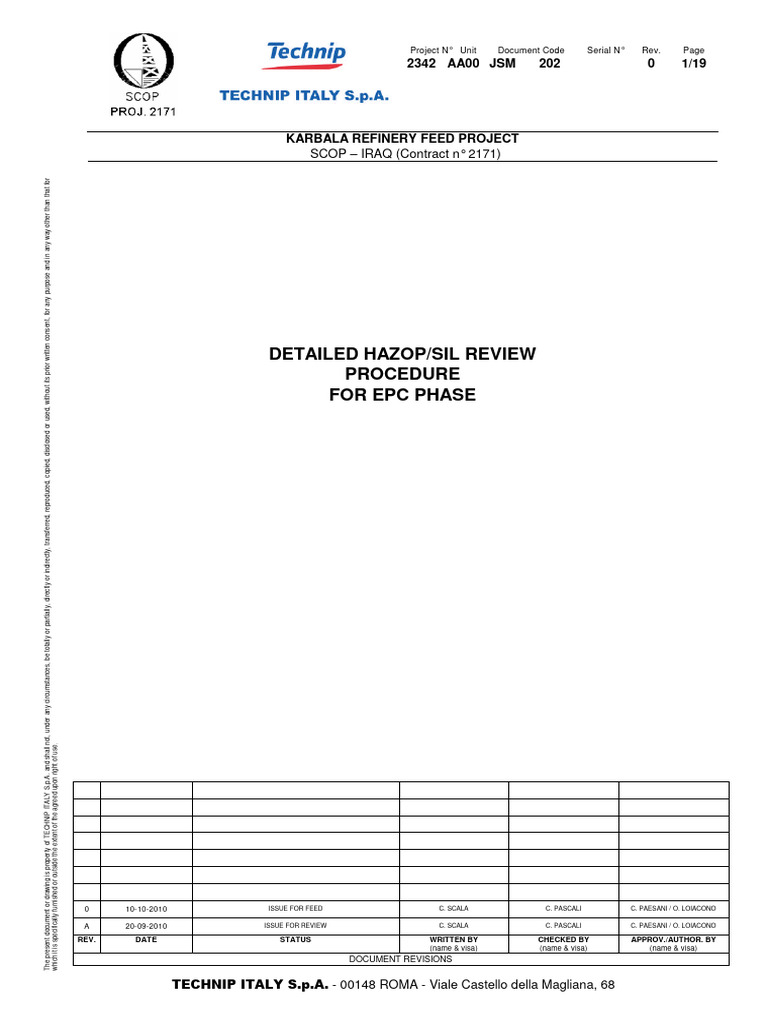 2342-Aa00-Jsm-202 - 0 - Detailed Hazopsil Review Procedure For Epc ...