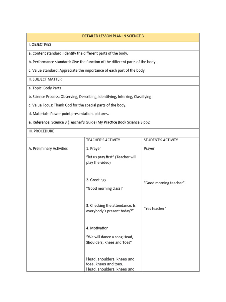 Detailed Lesson Plan in Science 3 | PDF