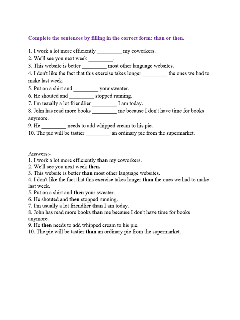 Correct Usage of "Than" vs. "Then" | PDF