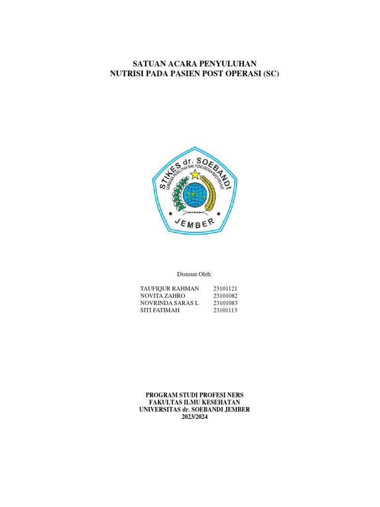 Nutrisi Pasien Post Operasi SC | PDF
