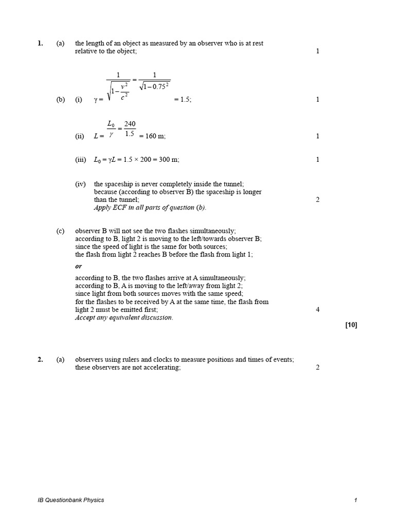Theme A Exam 1 Markscheme | PDF | Force | Momentum