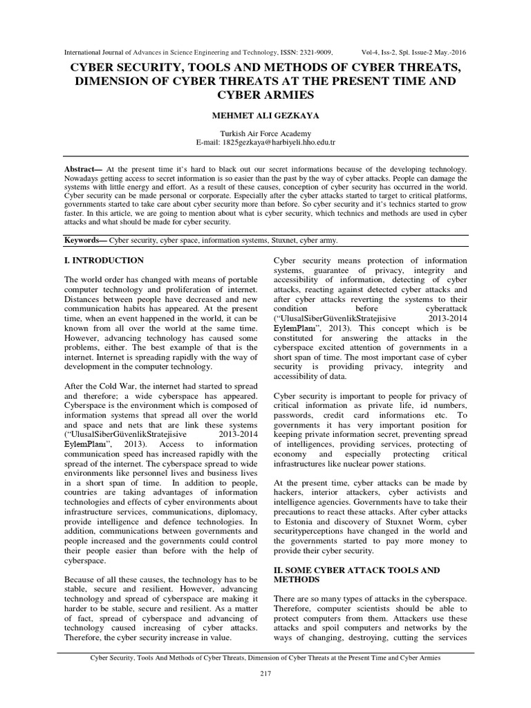 Cyber Security, Tools and Methods of Cyber Threats | PDF | Cyberwarfare ...