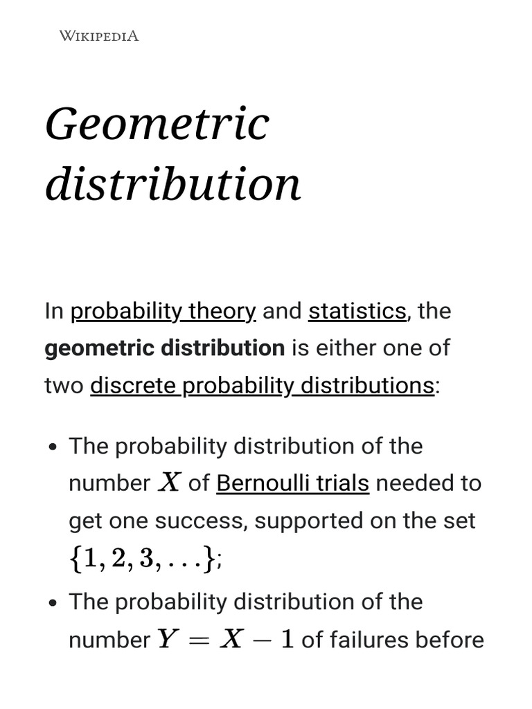 Geometric Distribution - Wikipedia | Download Free PDF | Probability ...