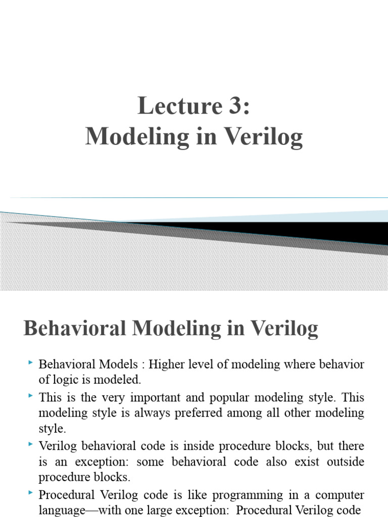 Verilog Lecture 3 - Noopur | PDF | Information Technology | Systems Engineering