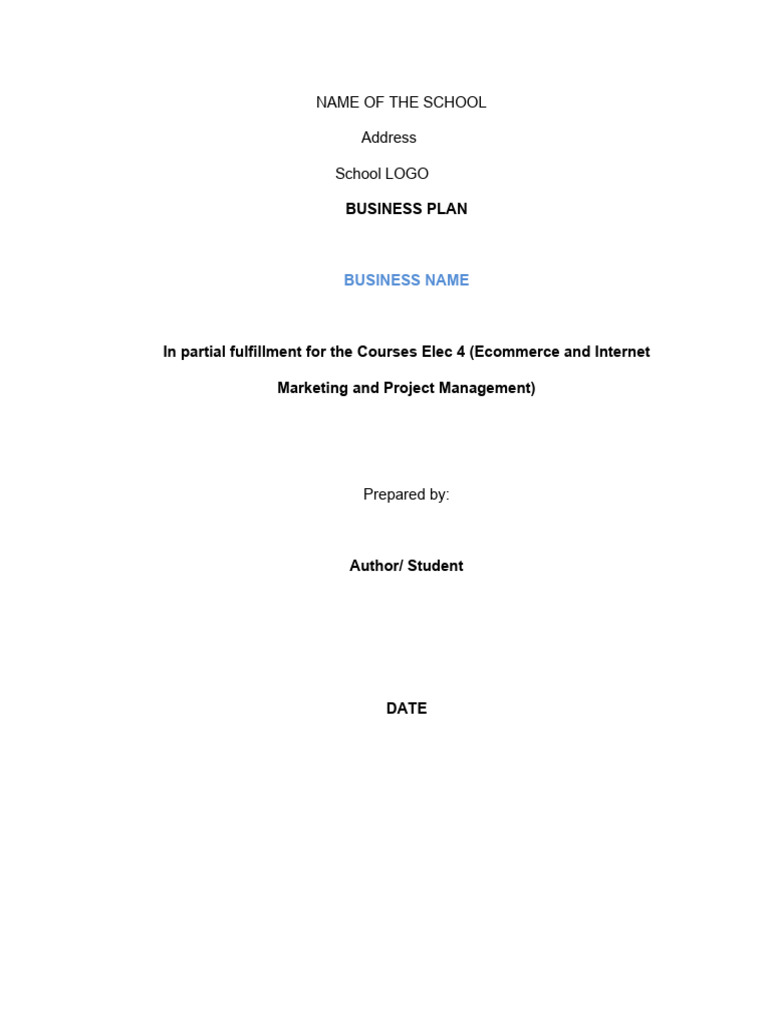 Business Plan Standard Format | PDF | Goal | Marketing