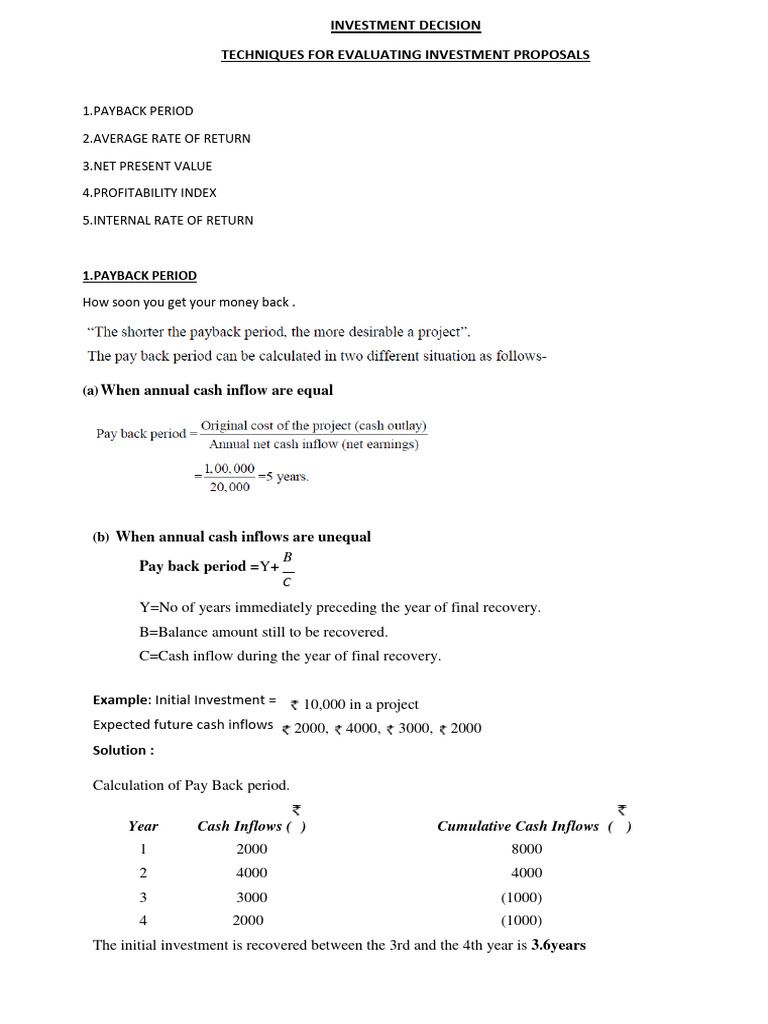 Investment Decision - Techniques. | PDF | Net Present Value | Business