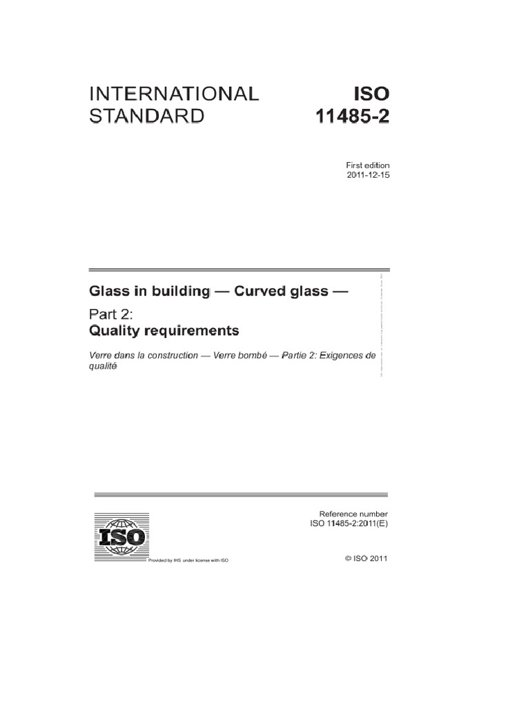 ISO 11485-2-2011 Glass in Building - Curved Glass | PDF