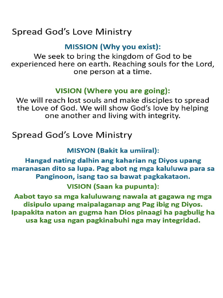 SGLM Mission Vision Ministry | PDF