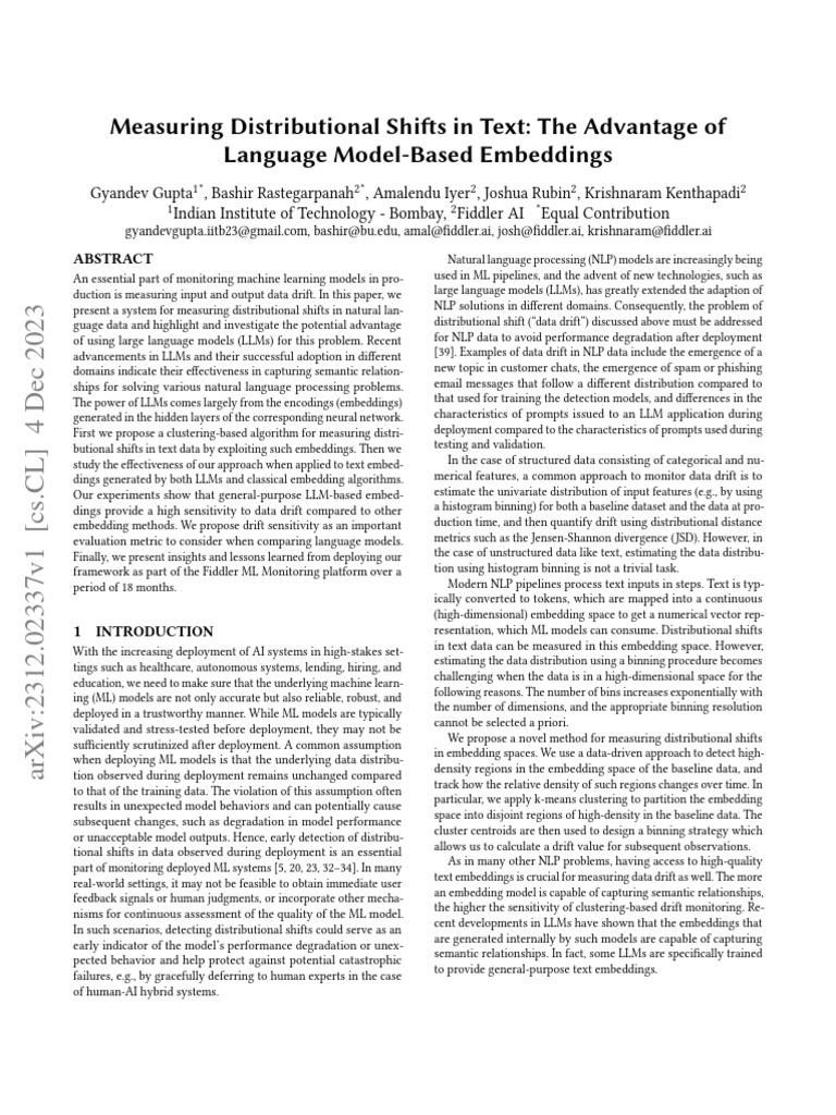 Measuring Distributional Shifts in Text-The Advantage of Language-Models Based Embeddings | PDF ...
