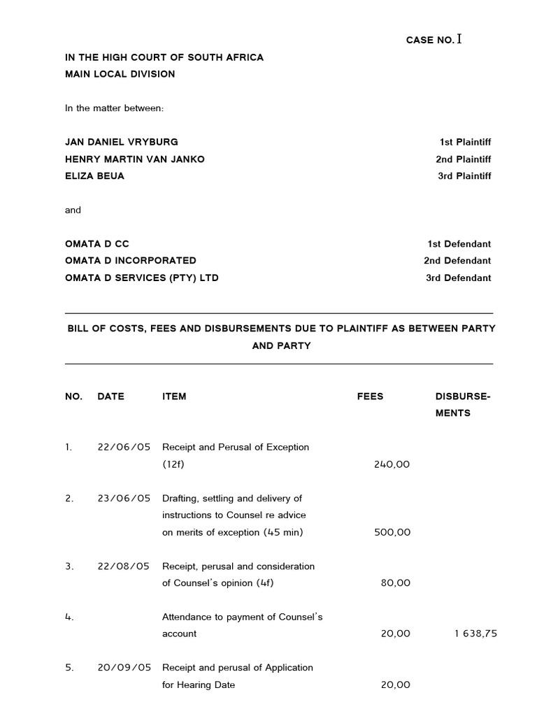Bill of Costs | PDF | Common Law | Payments