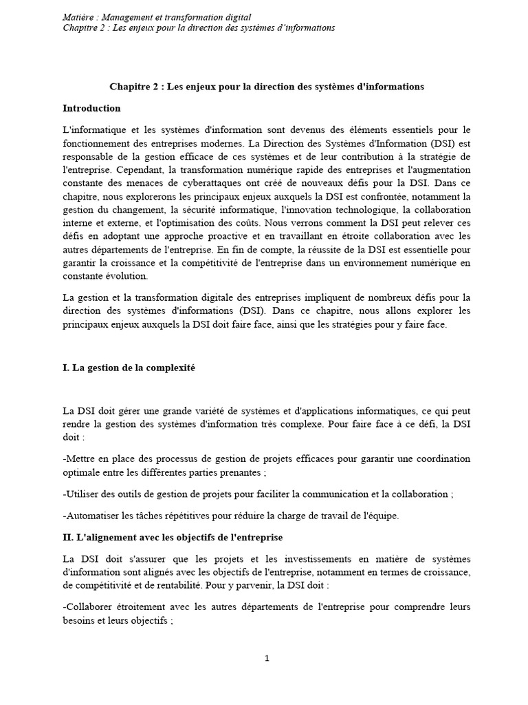 Chapitre 2 Management Et Transformation Digital | PDF | Sécurité des systèmes d'information ...