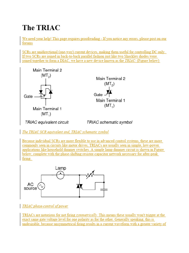 The TRIAC | PDF | Electronics | Electronic Engineering