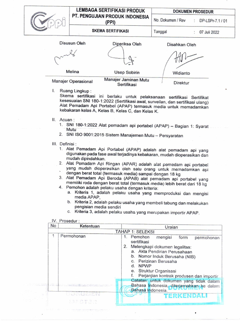 Sertifikasi SNI 180-1 - 2022 | PDF