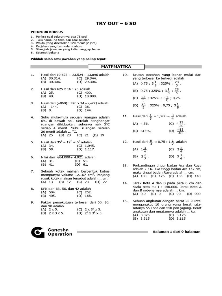 Soal 6 SD Kode 906 | PDF