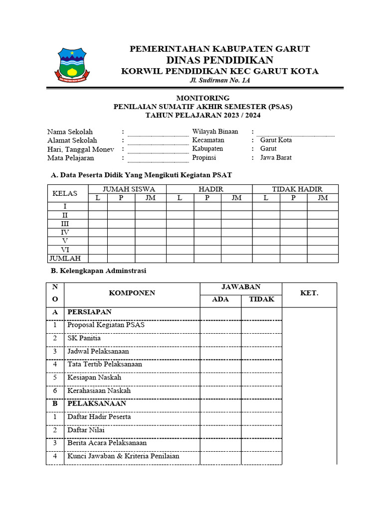 Lembar Monitoring PSAS 1_2023 | PDF