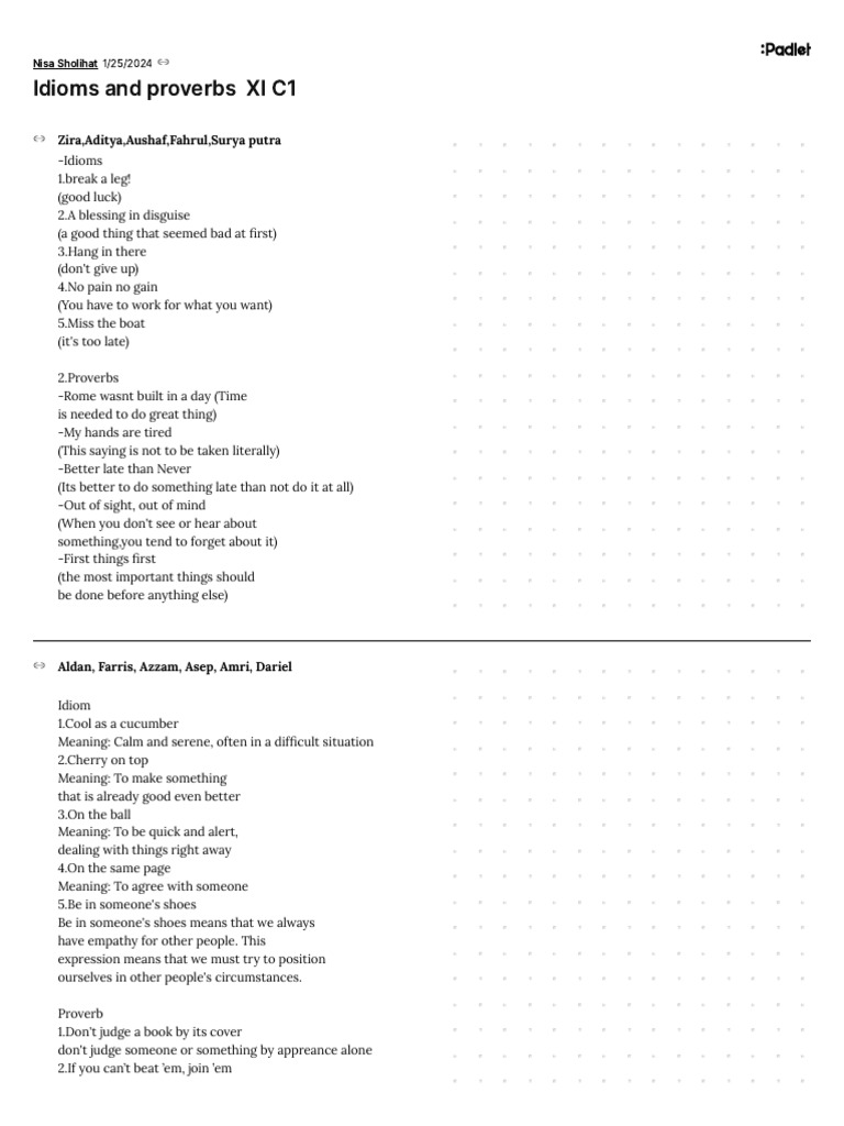 Kumpulan Idiom Proverb Dan Artinya | PDF | Proverb