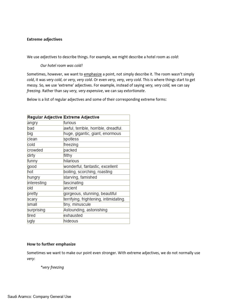 Extreme Adjectives | PDF