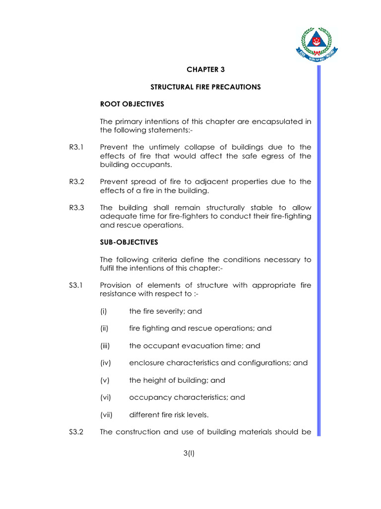 Chapter 3 - Structural Fire Precautions (Performance Base) | PDF
