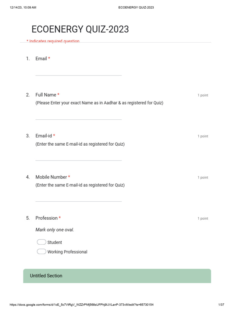 EcoEnergy Quiz 2023: Test Your Knowledge | PDF | Energy Development ...