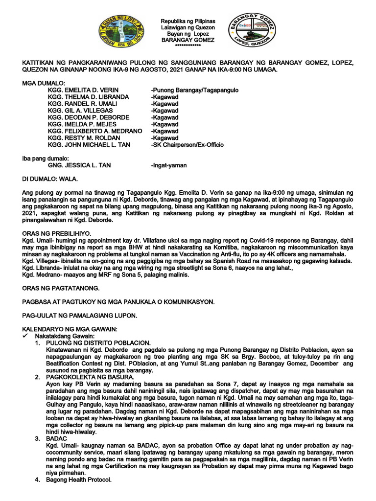 Session Minutes | PDF