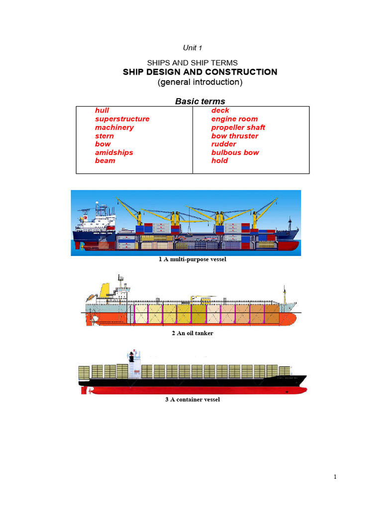 GA of DifFERENT VESSELS | PDF | Ships | Marine Propulsion