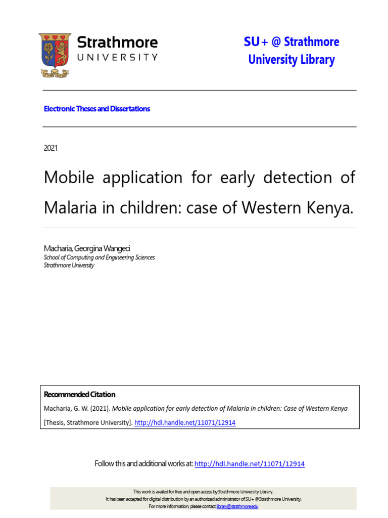 Mobile Application For Early Detection of Malaria in Children - Case of ...