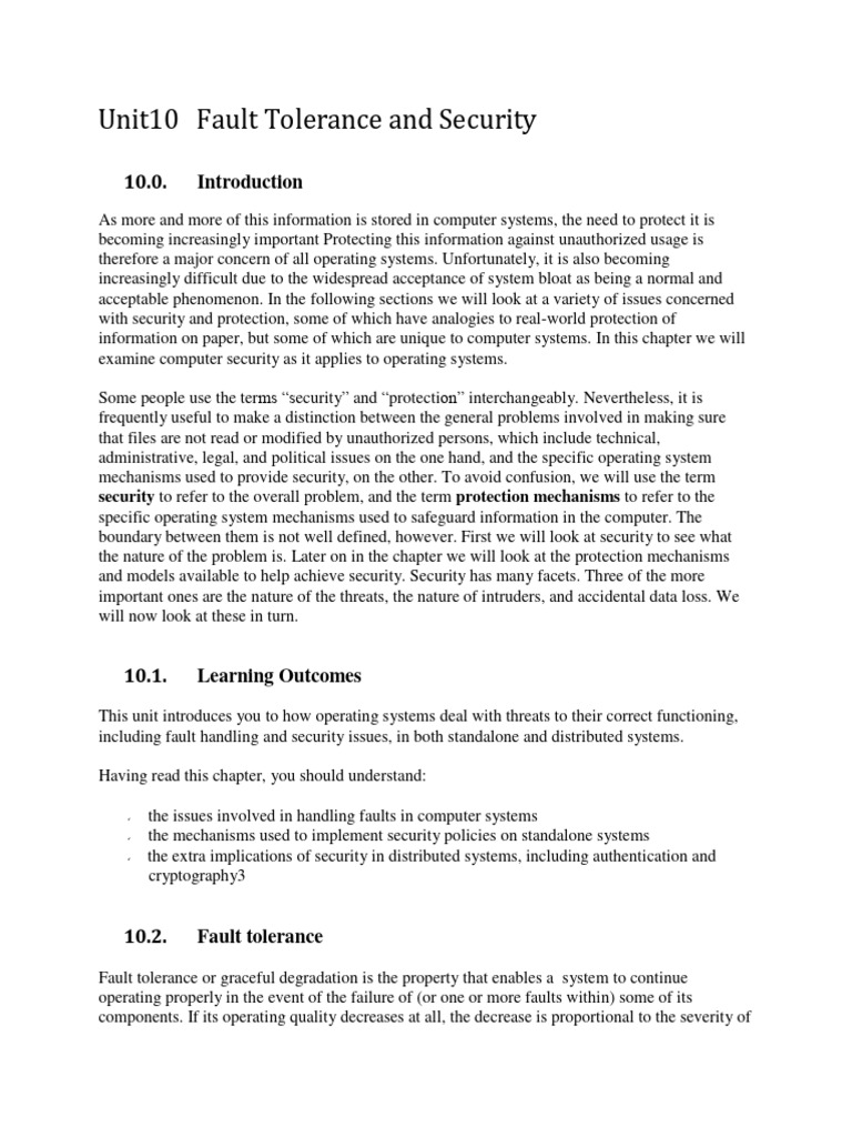 Unit10 Fault Tolerance and Security | PDF | Public Key Cryptography | Key (Cryptography)